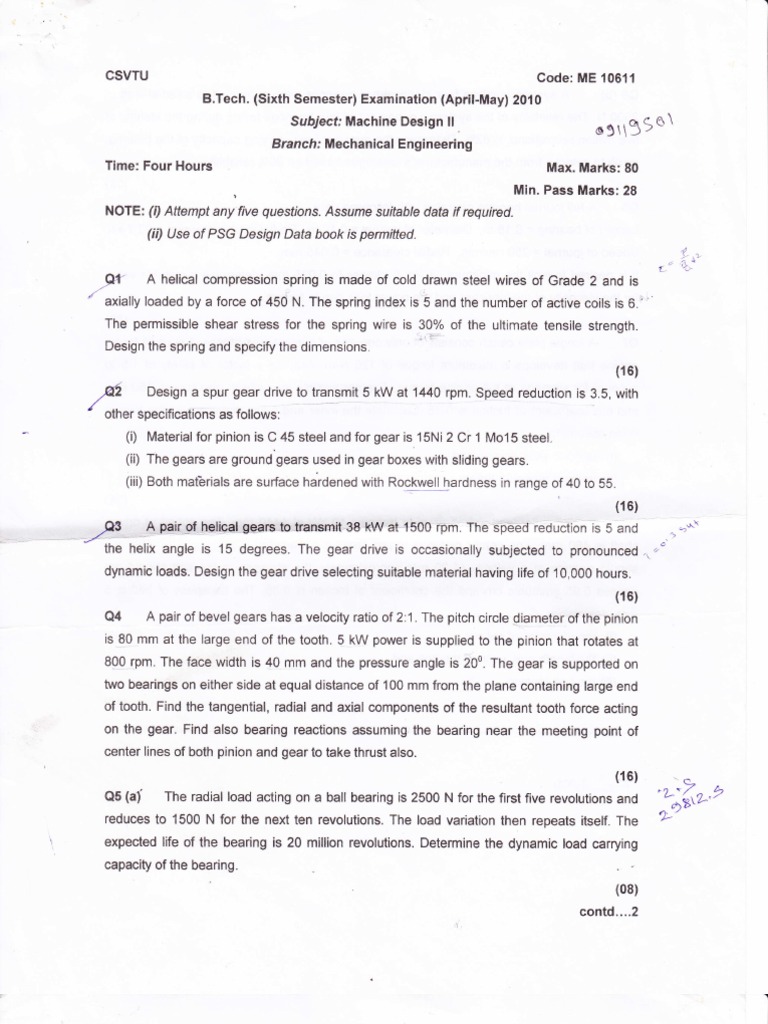 Machine Design II | PDF | Gear | Belt (Mechanical)