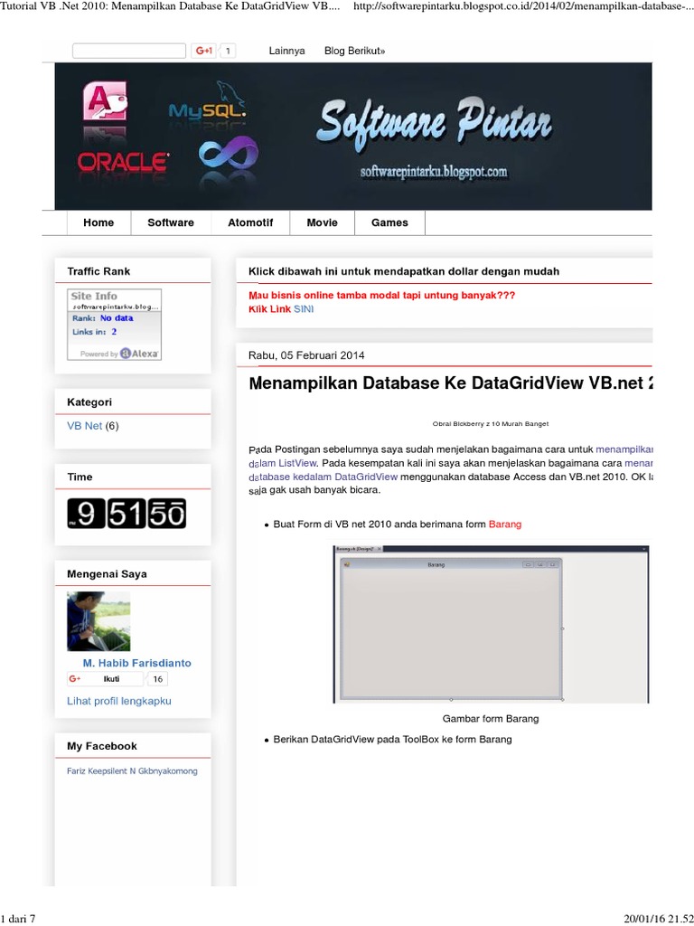 Tutorial VB .Net 2010 - Menampilkan Database Ke DataGridView VB - Net 2010 | PDF | Komputer