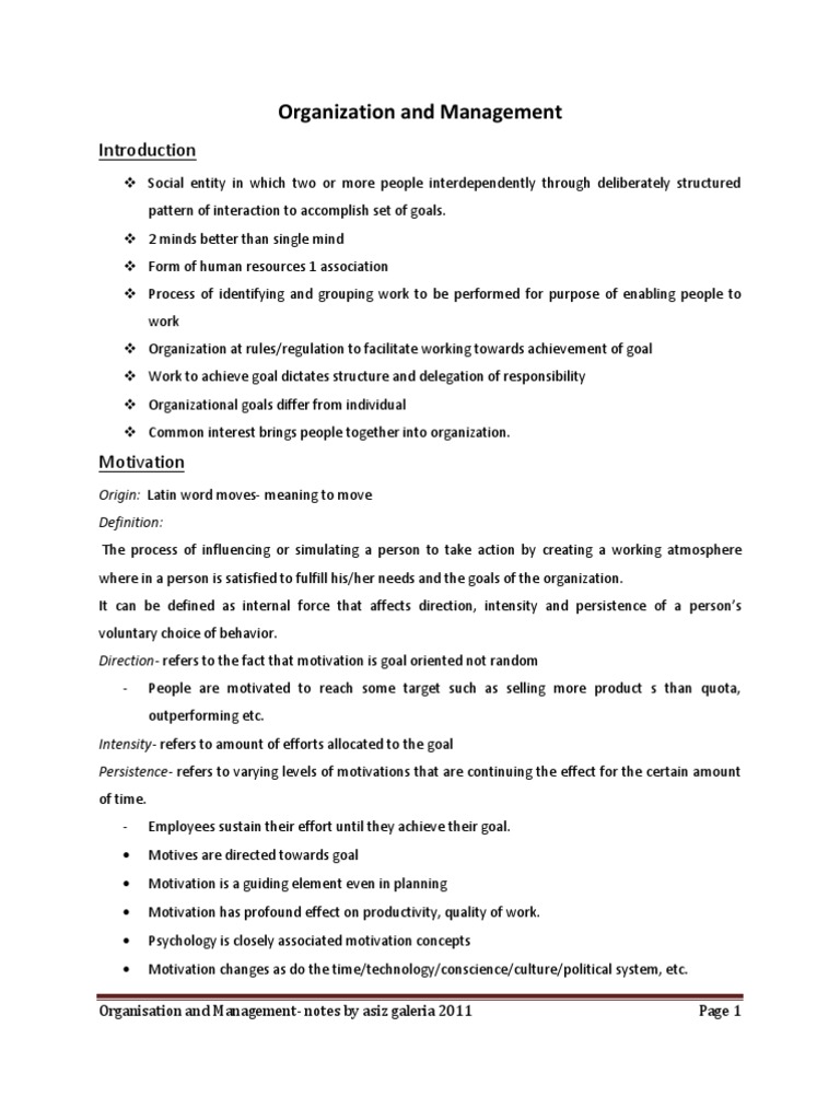 Organization and Management | PDF | Leadership | Motivation