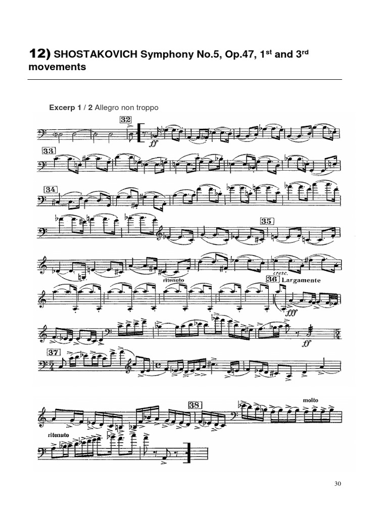 SHOSTAKOVICH Symphony No.5, Op.47, 1 and 3 Movements: Excerp 1 / 2 ...