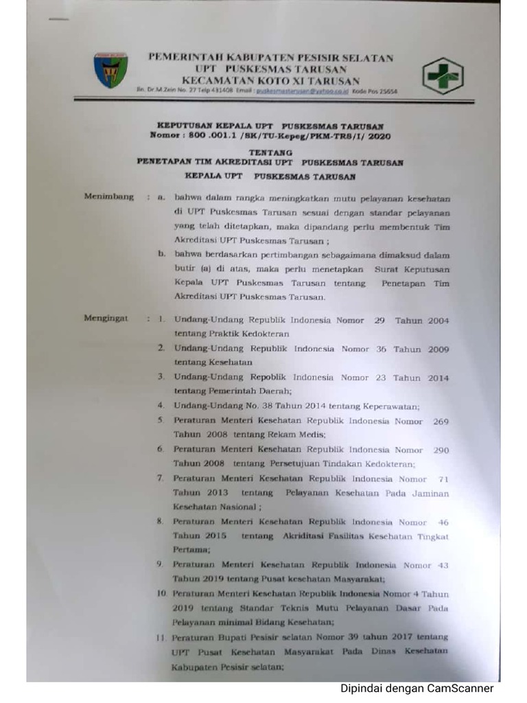 Contoh SK Tim Akreditasi | PDF