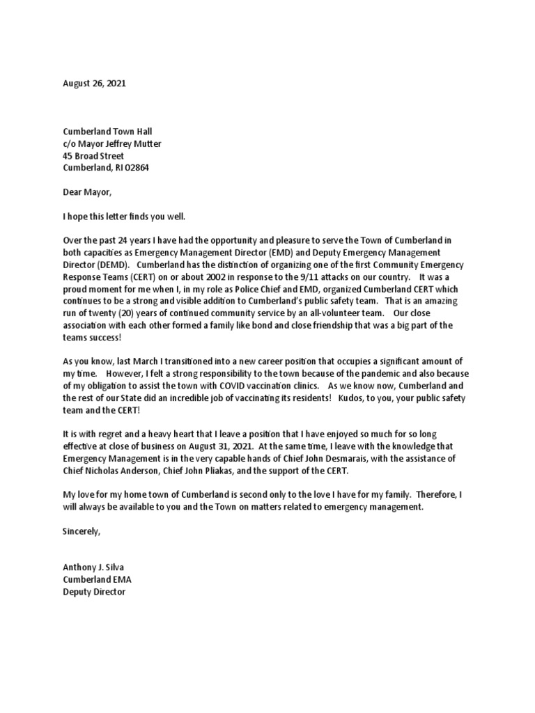 Letter of Resignation DEMD | PDF