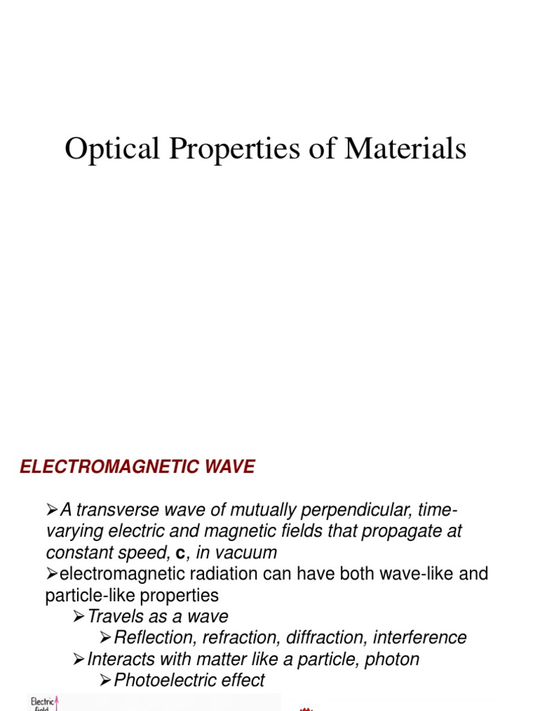 Optical Properties of Materials | PDF | Optics | Refraction