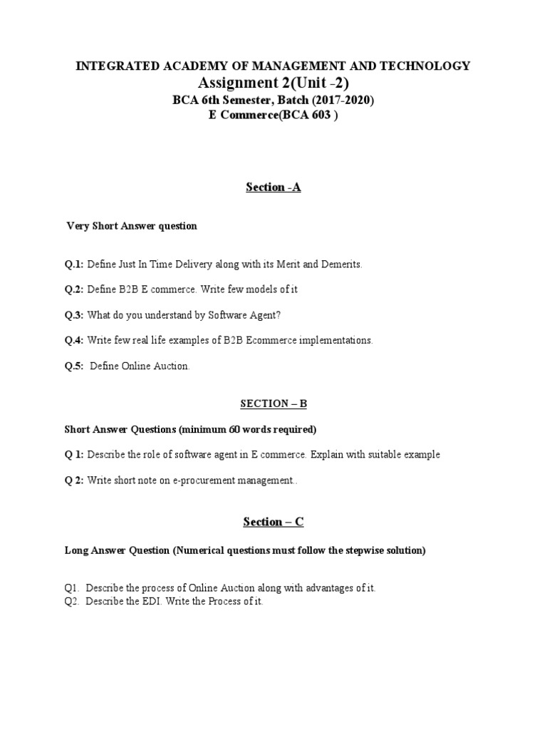 E Com (Bca) Unit 2 Assingment | PDF