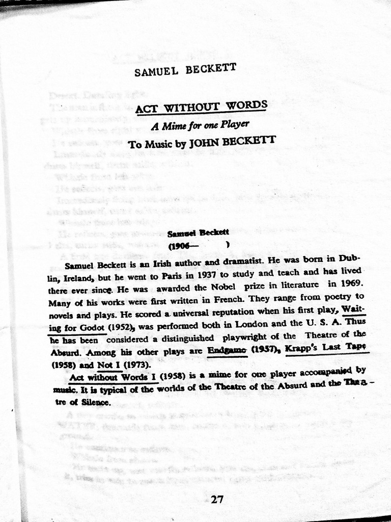 One Act Plays Act Without Words | PDF