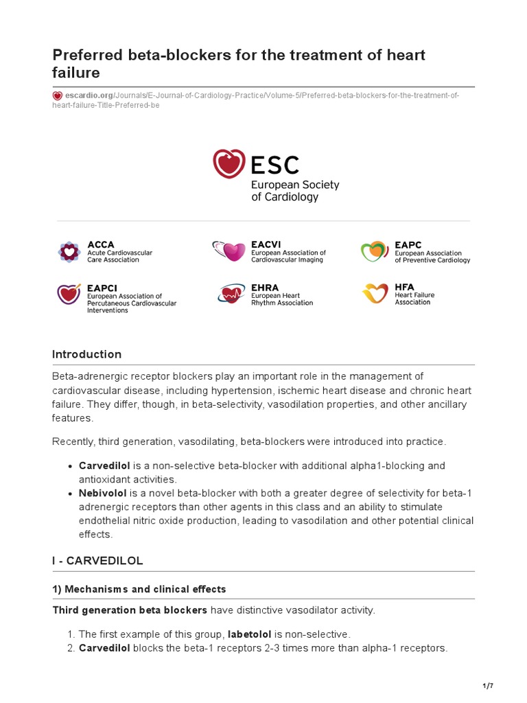 Preferred Beta-Blockers For The Treatment of Heart Failure | PDF ...