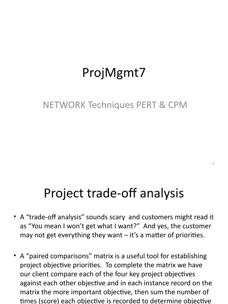 Projmgmt7: Network Techniques Pert & CPM | PDF | Applied Mathematics | Analysis