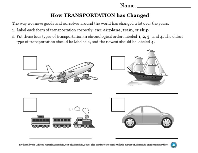 Transportation Timeline Worksheet Printable | PDF