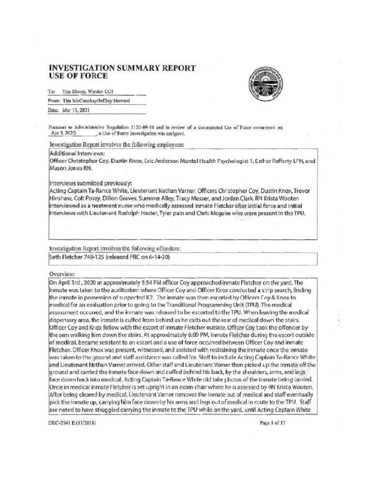 Fletcher - Ohio DRC Report - Redacted | PDF