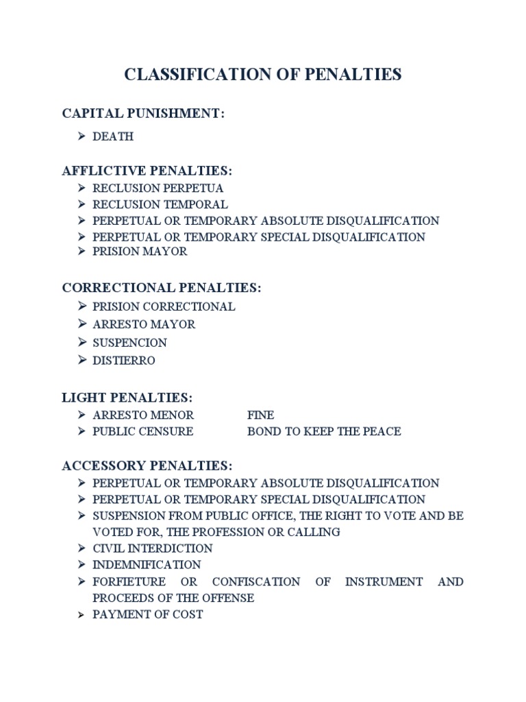 Classification of Penalties | PDF