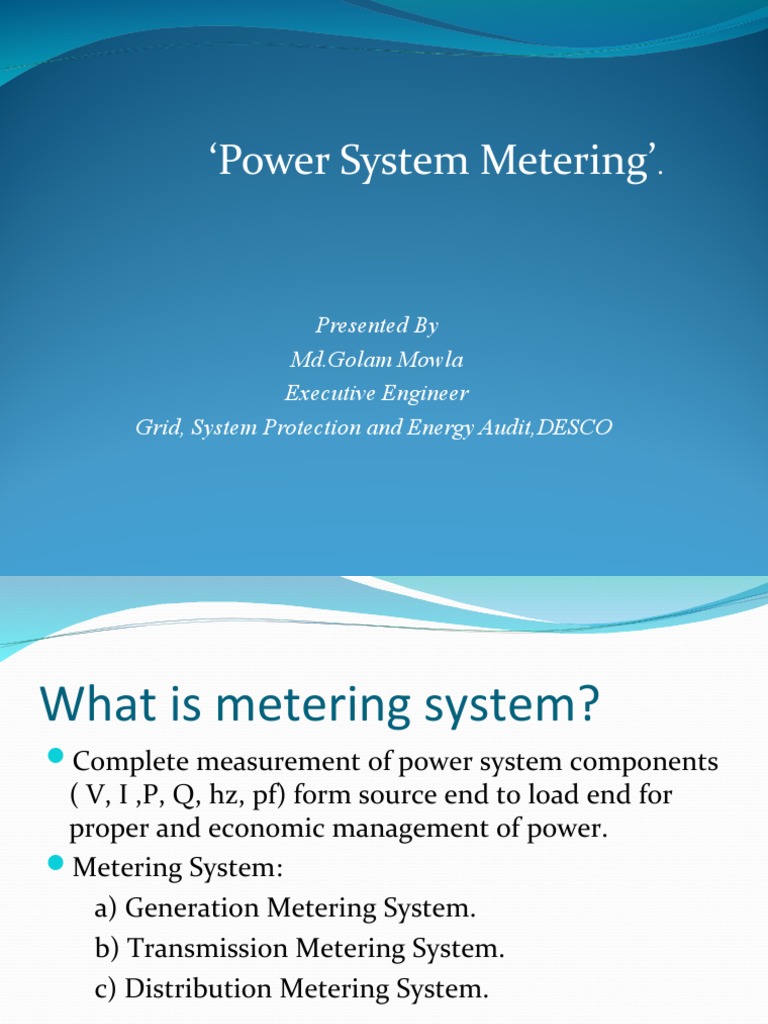 Traning On Power System Metering | PDF | Force | Electronics