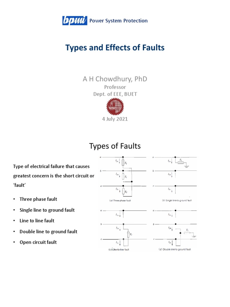 2 - Types - Effects of Faults | PDF | Transformer | Electric Generator