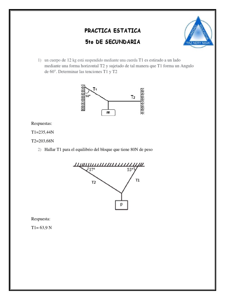 Practica Estatica 5to Sec | PDF