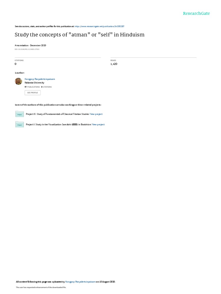 Study The Concepts of "Atman" or "Self" in Hinduism: December 2020 ...