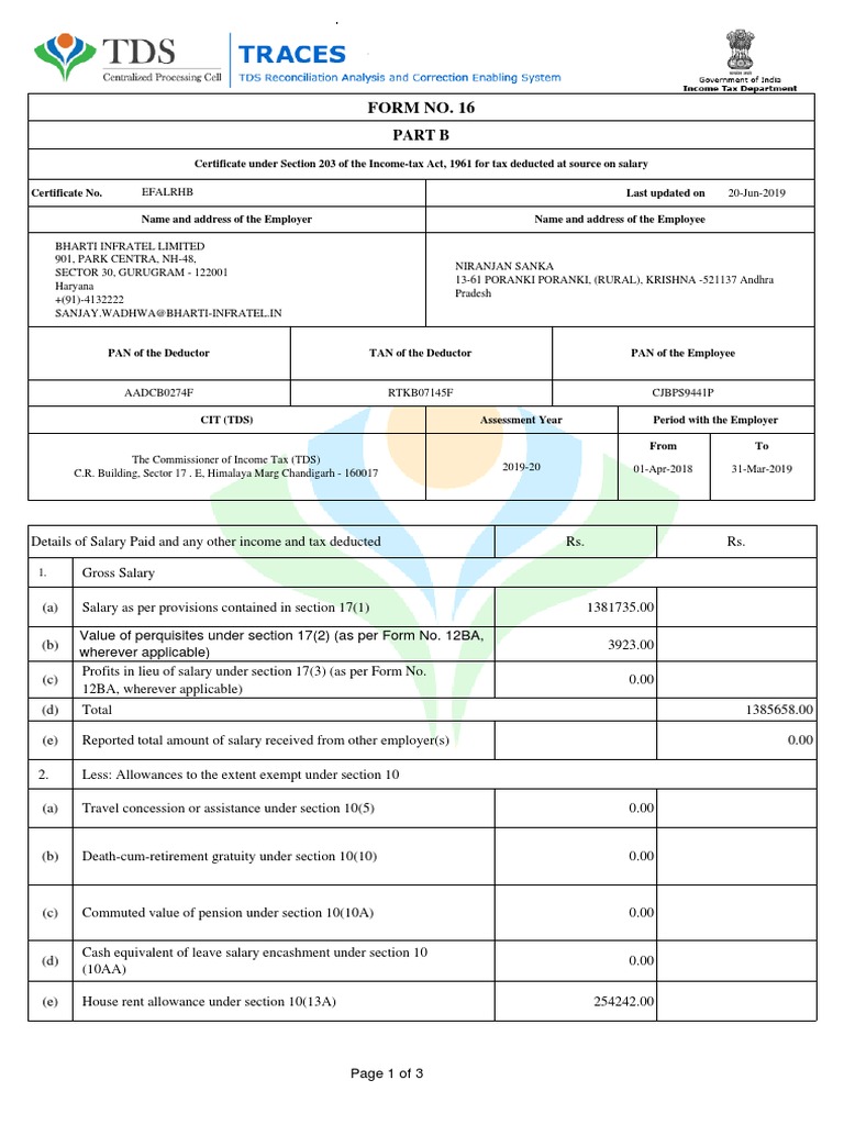 Form 16B | Download Free PDF | Tax Deduction | Pension