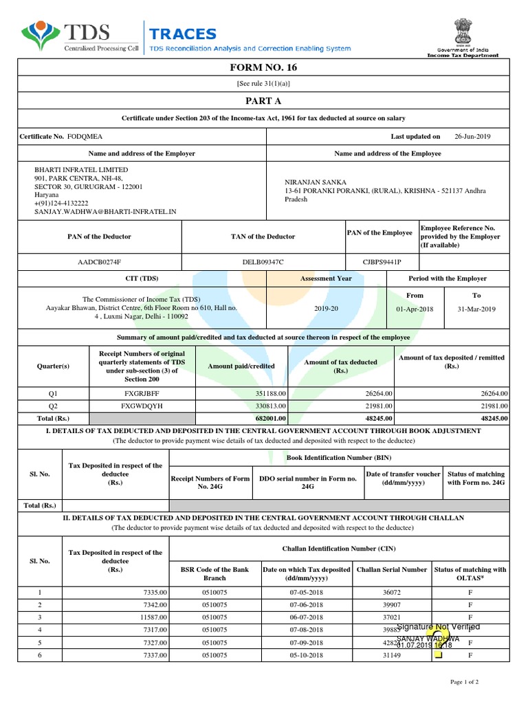 Form 16A | PDF | Taxes | Income Tax
