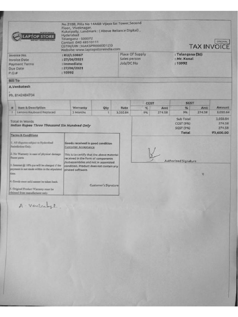Laptop Invoice | PDF