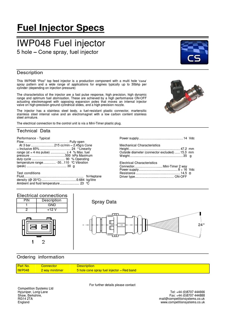 Fuel Injector Specs | PDF | Fuel Injection | Valve