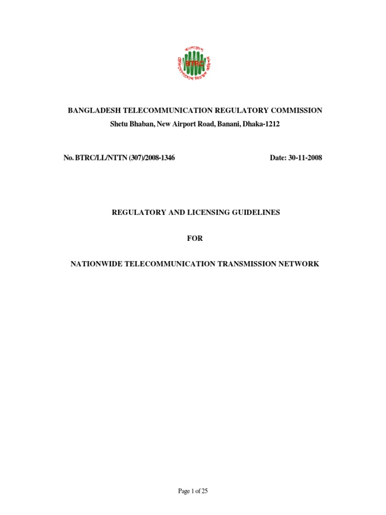 NTTN Licensing Guidelines in Bangladesh | PDF | License | Lease
