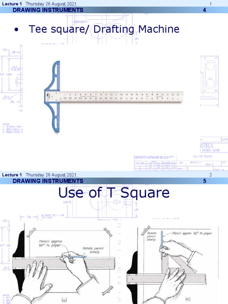 Tee Square/ Drafting Machine: Drawing Instruments 4 | PDF | Writing ...