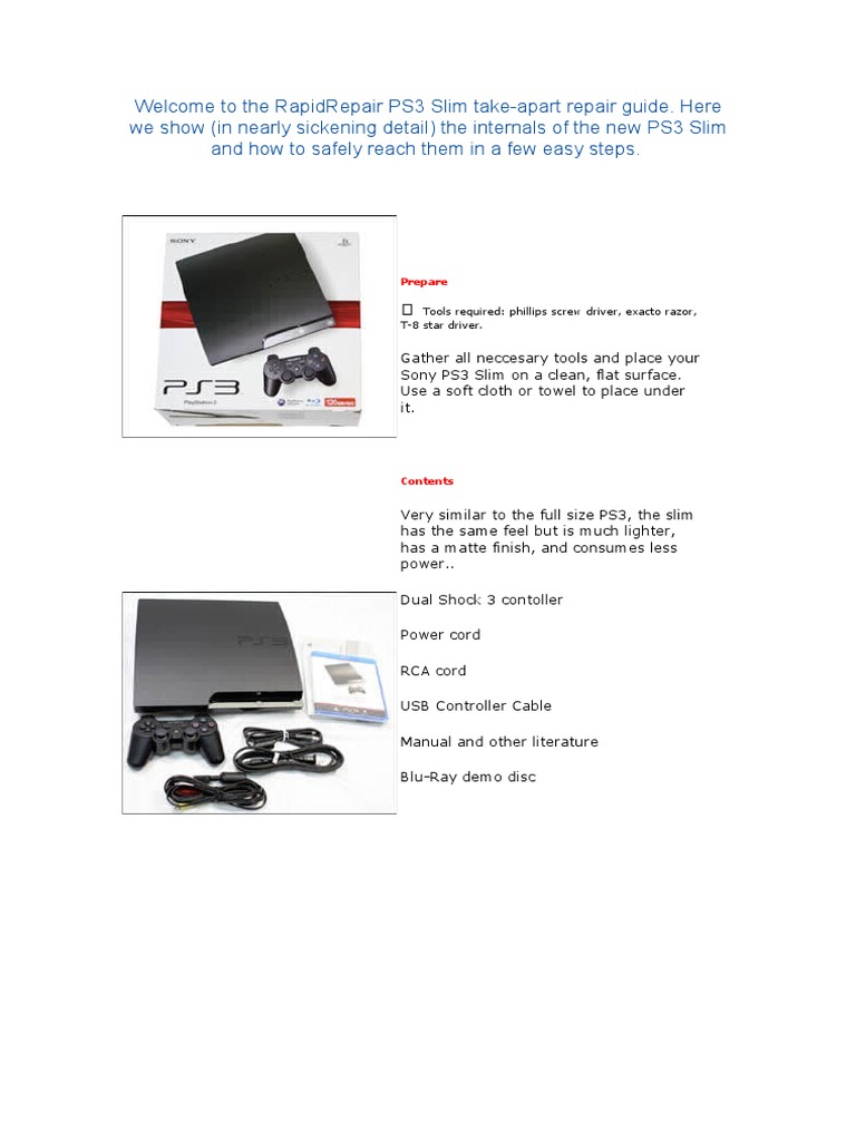 PS3 Slim Repair and Disassembly Guide | PDF | Play Station 3 | Video ...