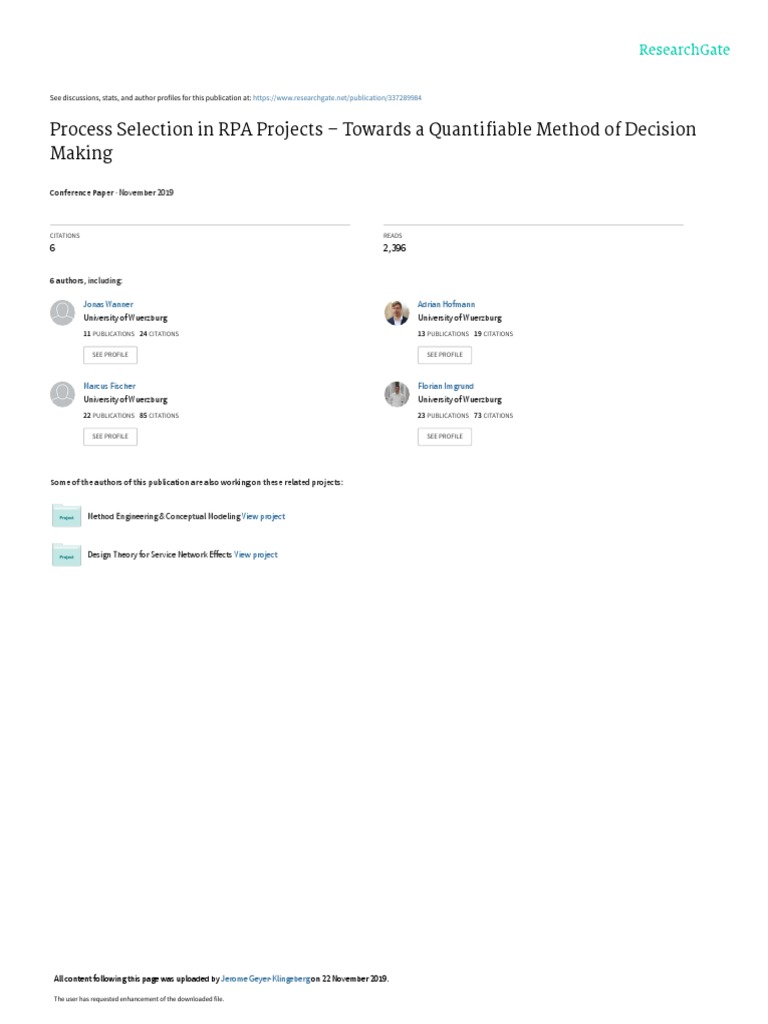 RPA Process Selection Methodology | PDF | Business Process Management ...