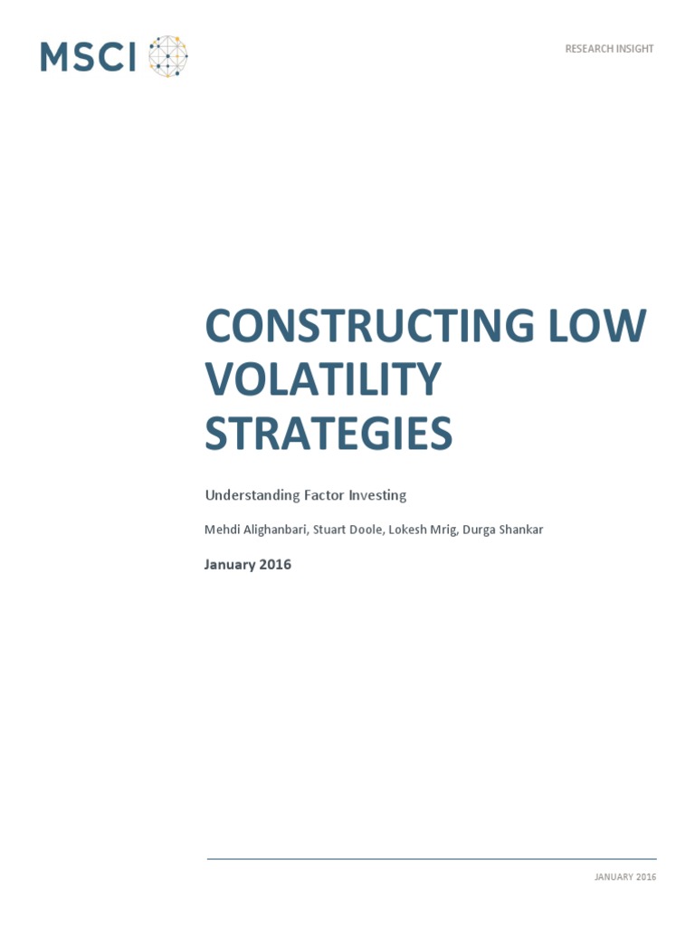 Constructing Low Volatility Strategies: Understanding Factor Investing ...