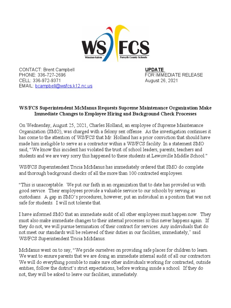 WSFCS Statement After Man Charged With Exposing Himself To Child at ...