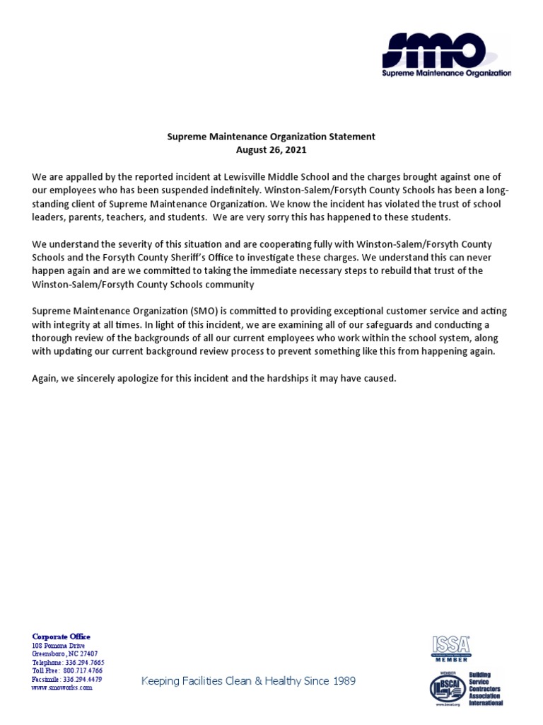 Supreme Maintenance Organization Statement | PDF