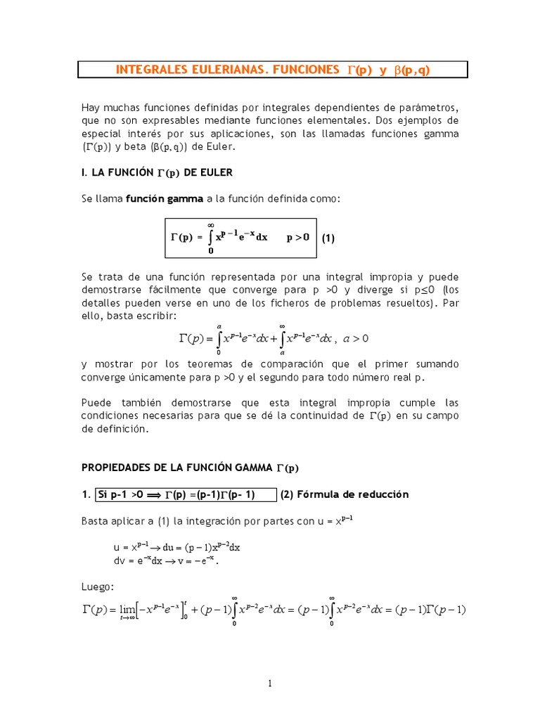 Integrales Eulerianas | PDF | Integral | Análisis