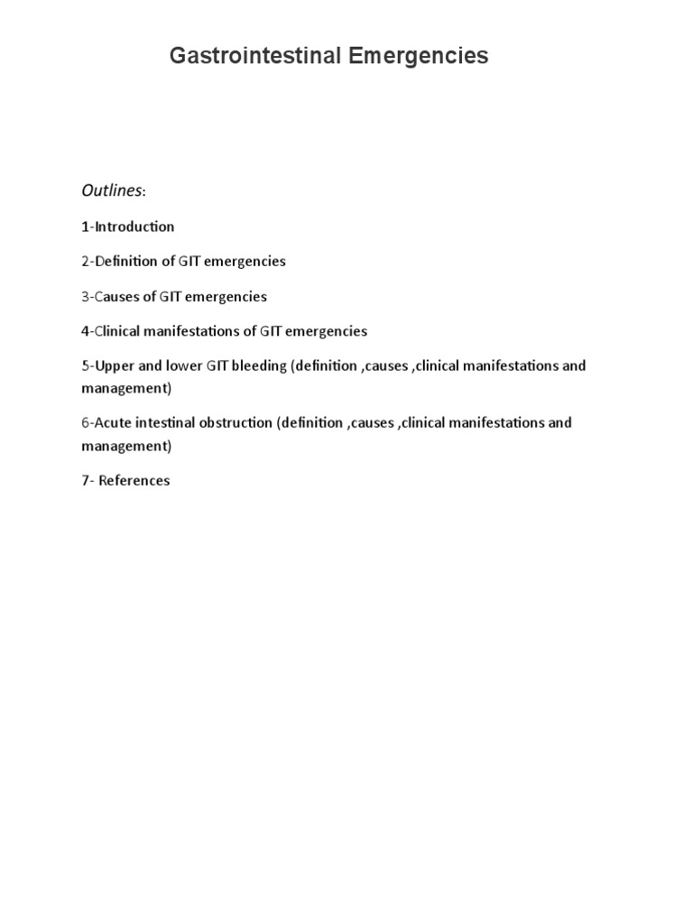 Gastrointestinal Emergencies: Outlines | PDF | Gastrointestinal Tract ...