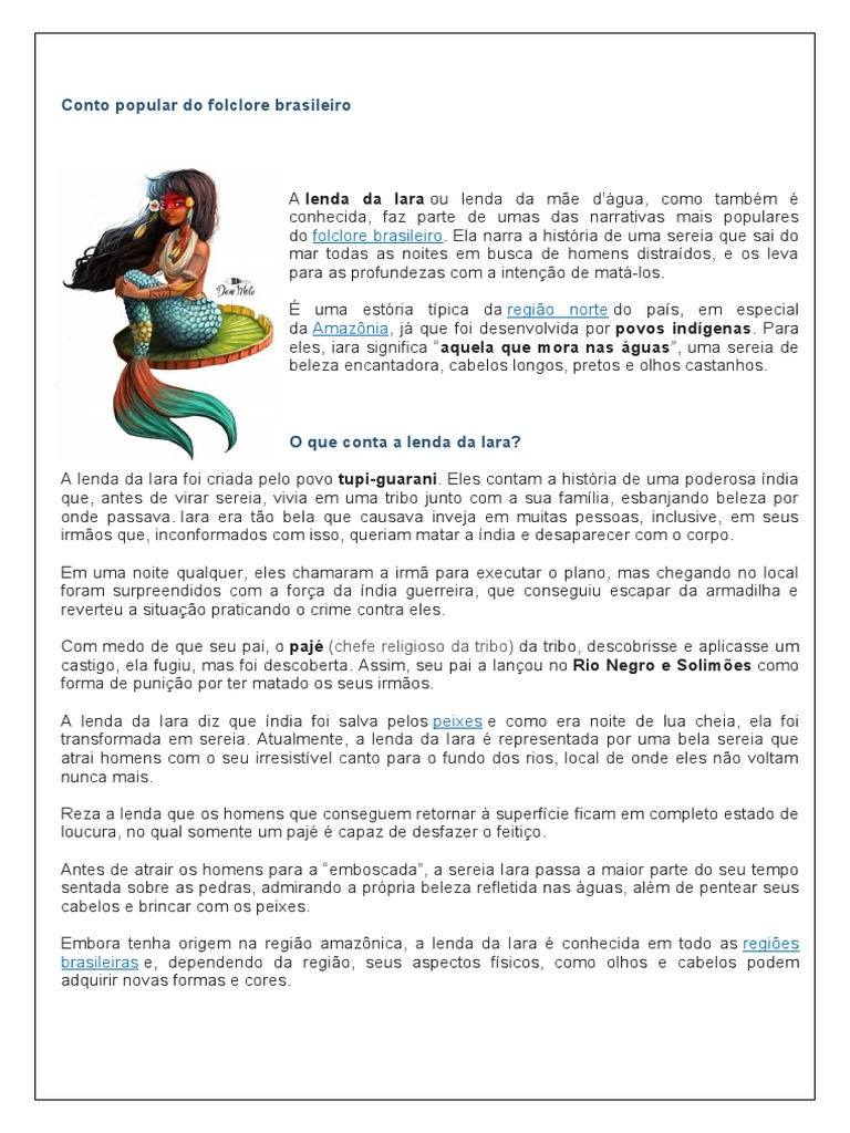 Conto Popular Do Folclore Brasileiro | PDF | Sereia