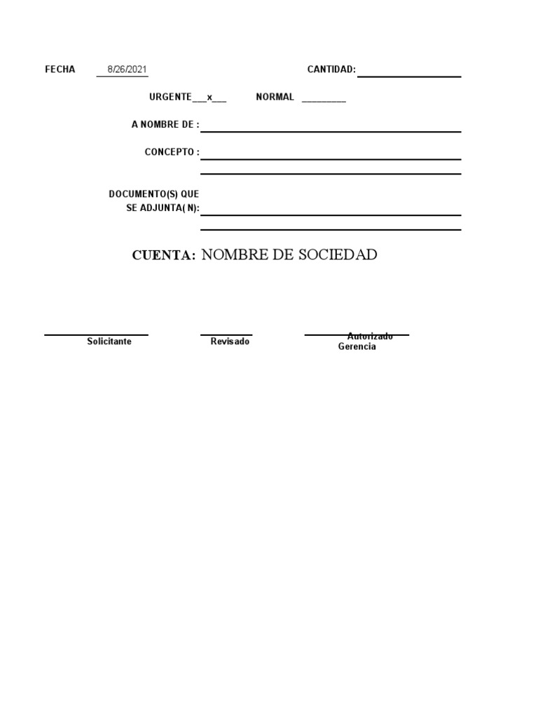 Formato de Solicitud de Cheques | PDF