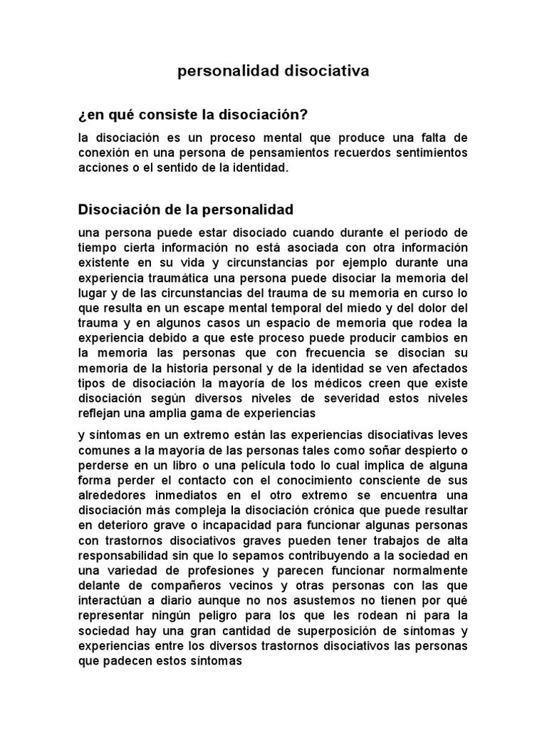 La disociación: desde sus manifestaciones más leves hasta los ...