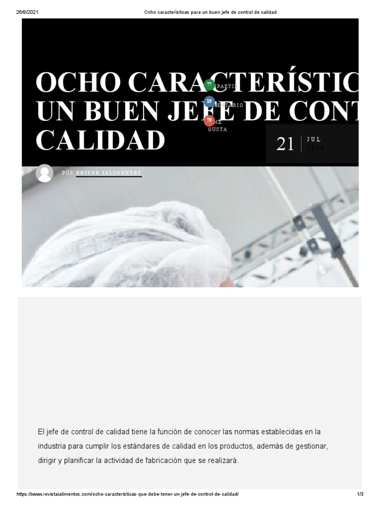 Claves para un Jefe de Calidad Exitoso | PDF | Calidad (comercial ...