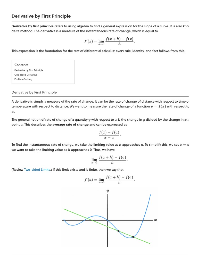 Derivative by First Principle - Brilliant Math & Science Wiki | PDF ...