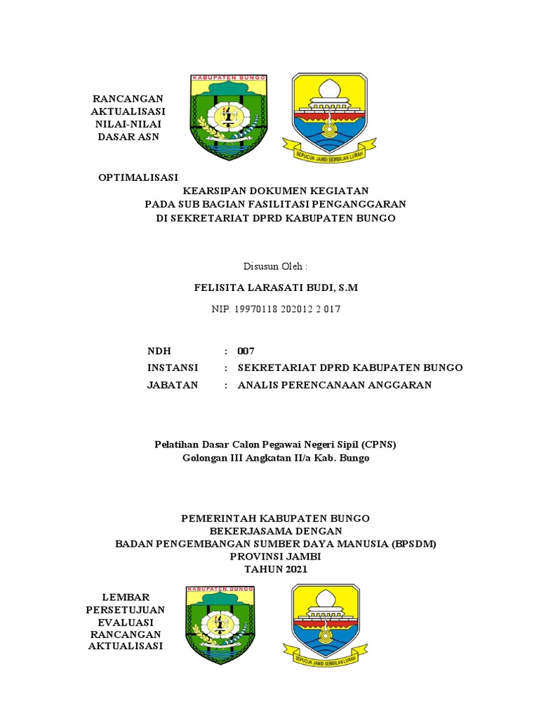 Rancangan Aktualisasi - Felisita Larasati B, S.M | PDF | Pengelolaan ...