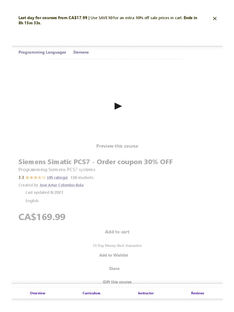 Siemens Simatic PCS7 - Order Coupon 30% OFF - Udemy | PDF | Personal ...