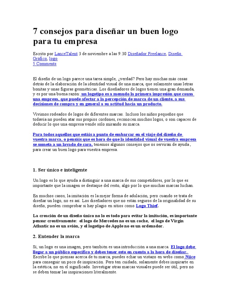 7 Consejos para Diseñar Un Buen Logo para Tu Empresa | PDF ...