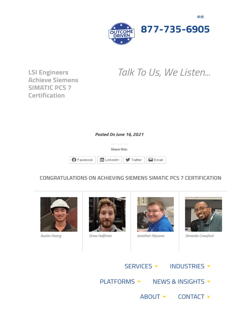 LSI Engineers Achieve Siemens SIMATIC PCS 7 Certification - Logical Systems, LLC | PDF ...