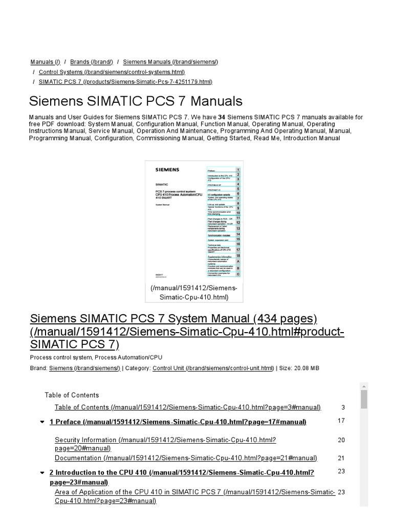 Siemens SIMATIC PCS 7 Manuals - ManualsLib | PDF | Component Object ...