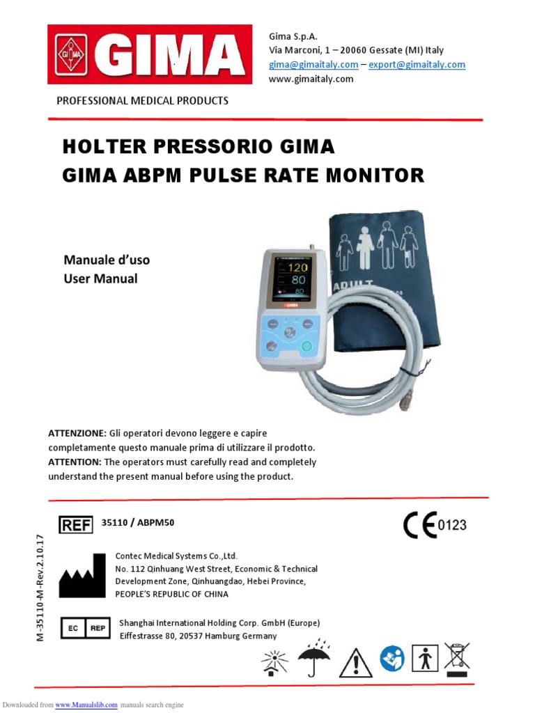 Holter Pressorio Gima Gima Abpm Pulse Rate Monitor: Manuale D'uso User ...