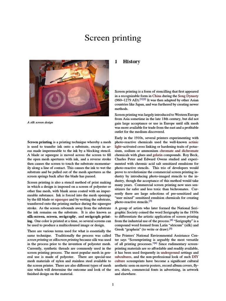 Wiki Silk Screen Printing | PDF | Printing | Graphic Design