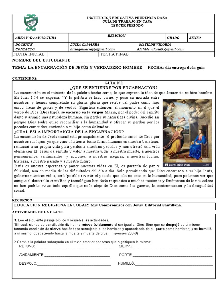 La encarnación de Jesús: El misterio de Dios hecho hombre | PDF ...