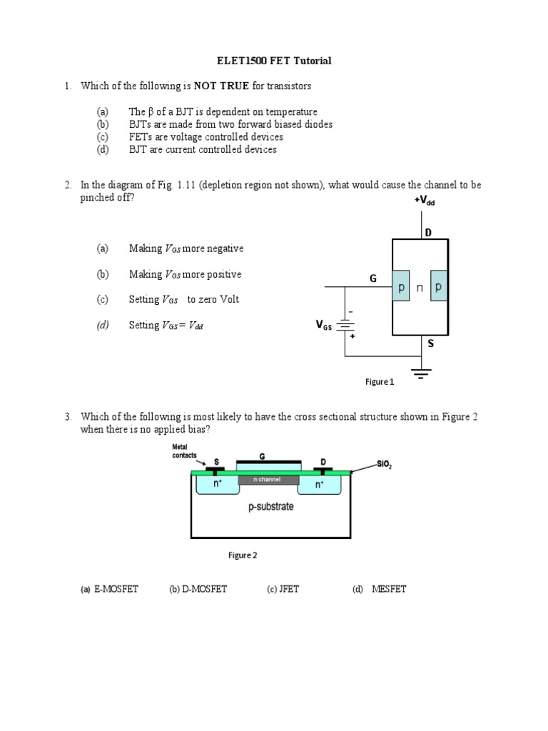 ELET1500 FET Tutorial: NP P - NP P | PDF | Field Effect Transistor | Bipolar Junction Transistor