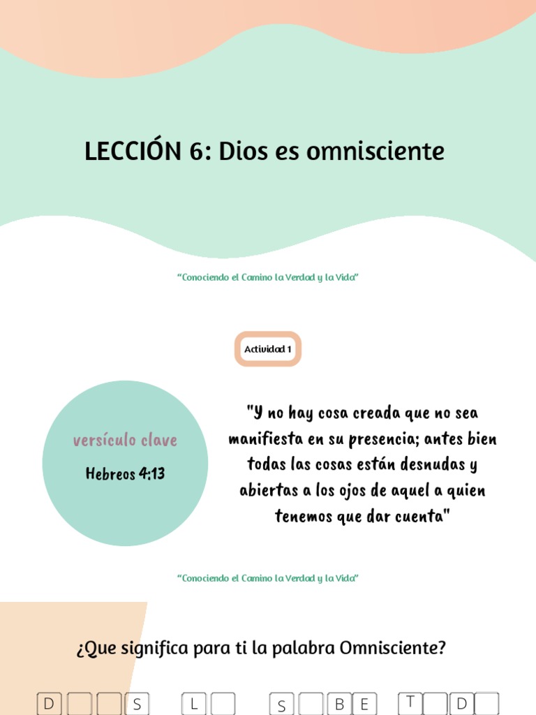 Presentacion Lección 6 - Dios Es Omnisciente | PDF