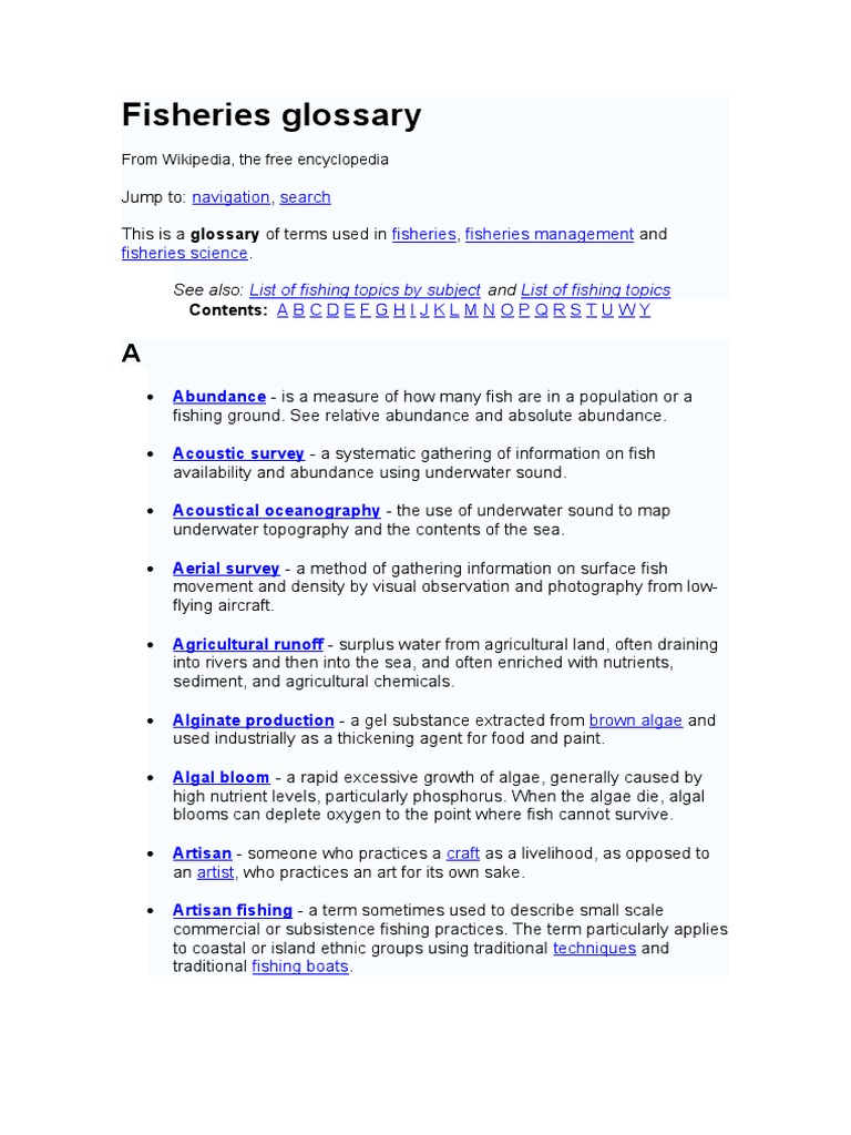 Fisheries Glossary | PDF | Sea | Continental Shelf
