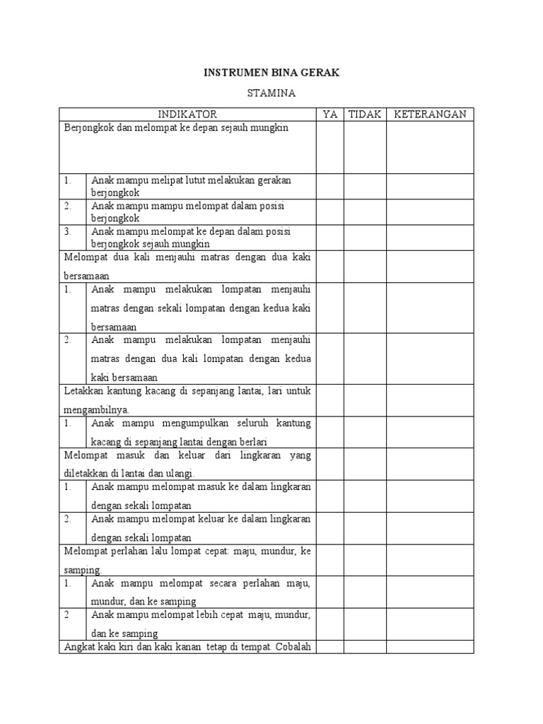 INSTRUMEN Bina Gerak Shinta | PDF