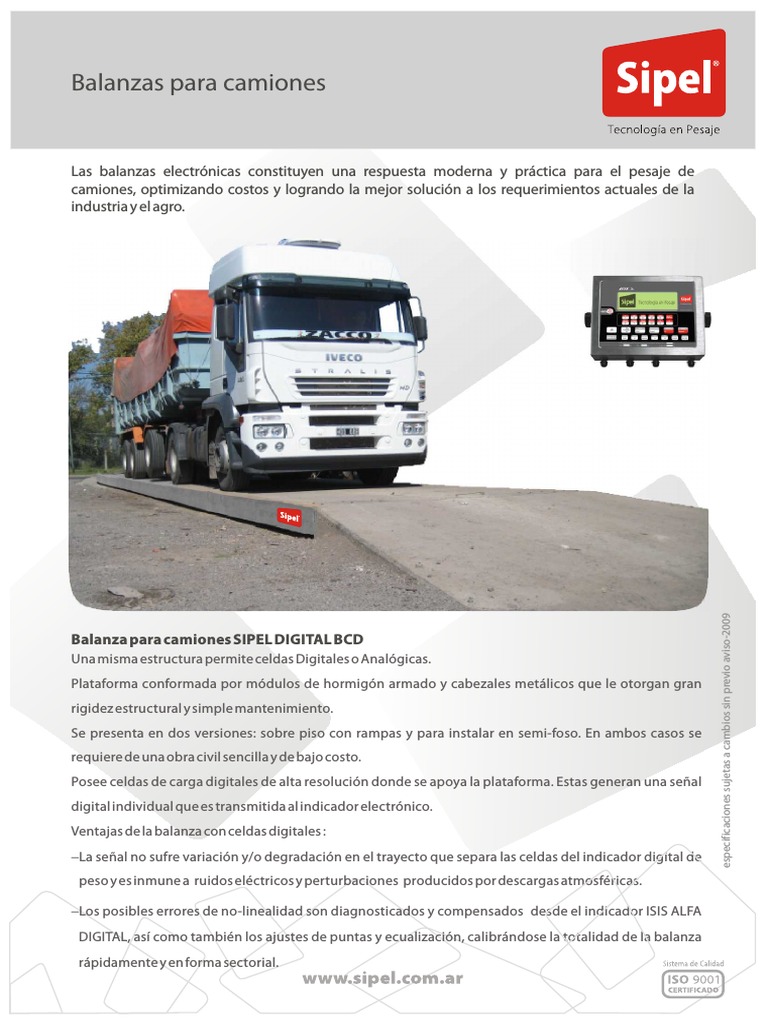 Balanzas Electrónicas para Camiones SIPEL | PDF | Hormigón | Acero