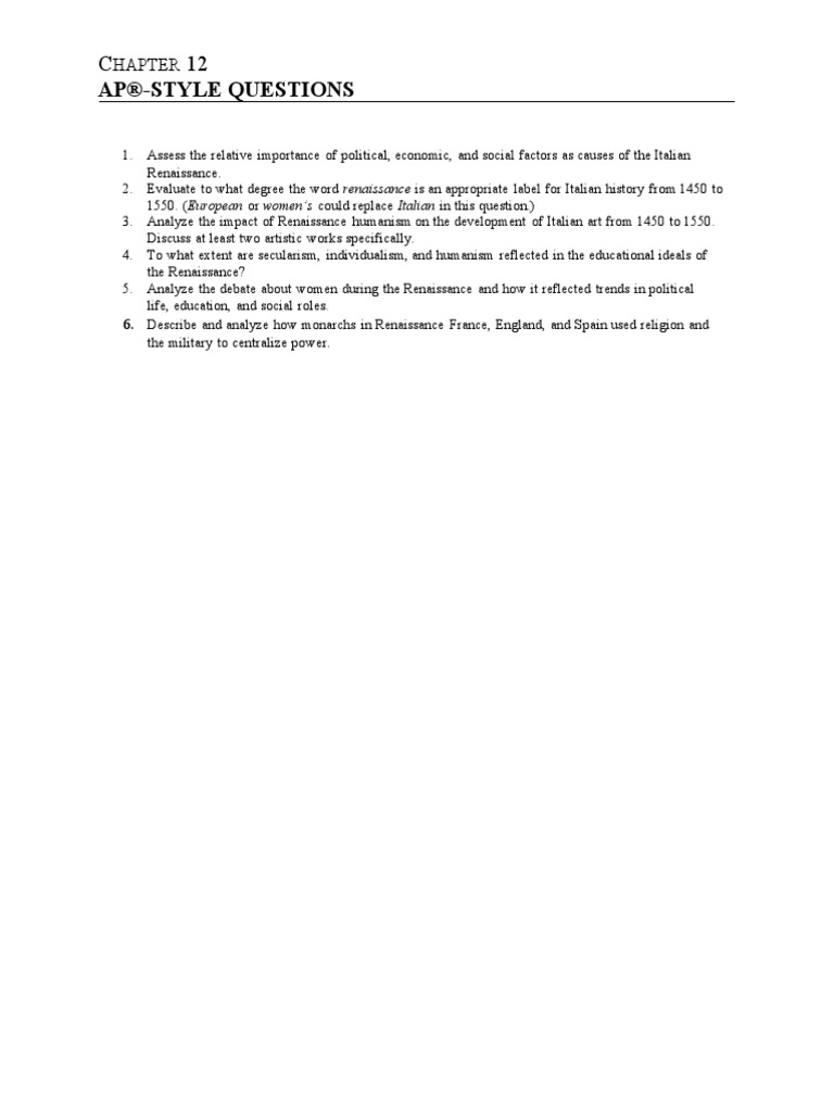 12 AP Style Questions | PDF